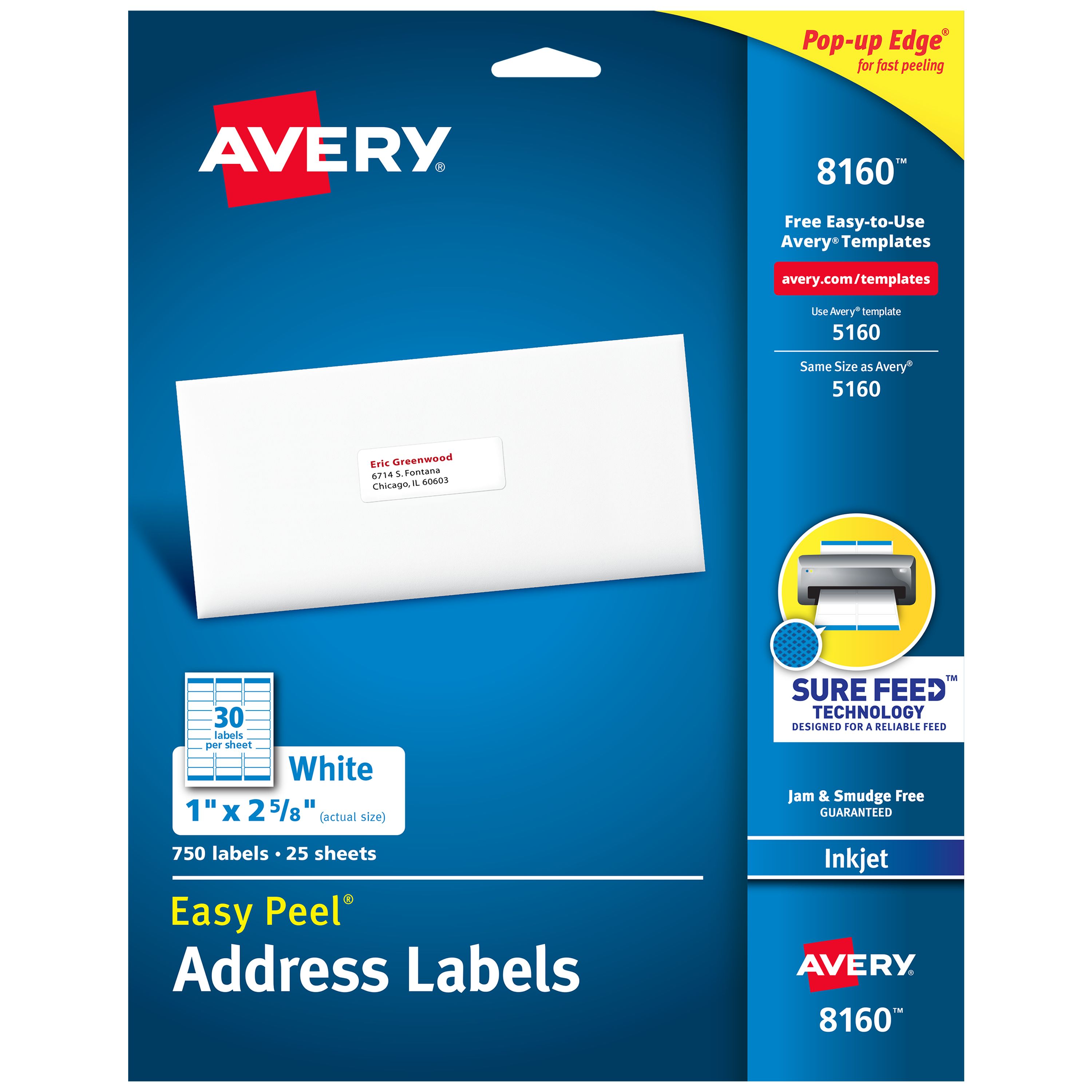 Easy Peel Address Labels With Sure Feed 8160 Avery Avery